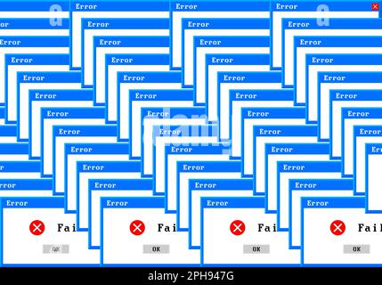 Critical error message, blank template window in retro style isolated ...