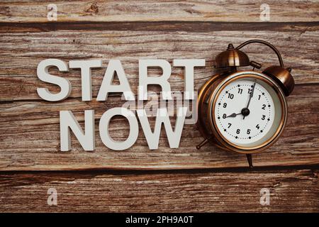 Start Now Word alphabet letters on wooden background Stock Photo - Alamy
