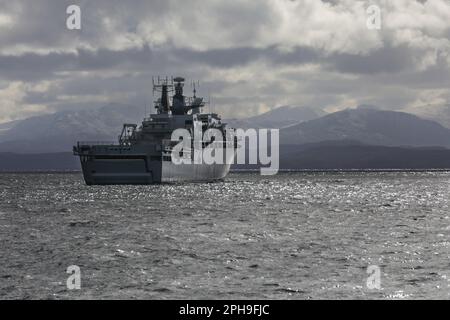 HMS Albion amphibious warfare ship at sea Stock Photo - Alamy