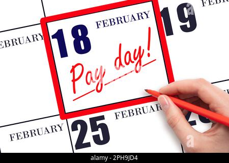 18th day of February. Hand writing the text HAPPY DAY and drawing the ...