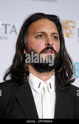Shazad Latif in the press room at the 76th British Academy Film Awards ...