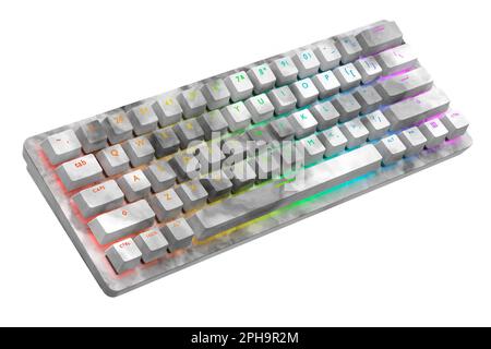 Realistic computer keyboard with black marble texture isolated on white ...