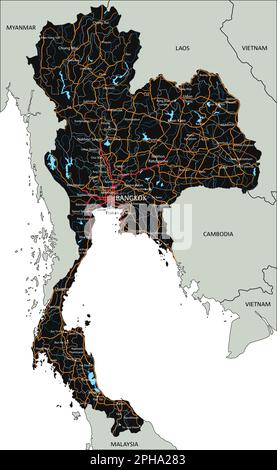 High detailed Thailand road map with labeling Stock Vector Image & Art - Alamy