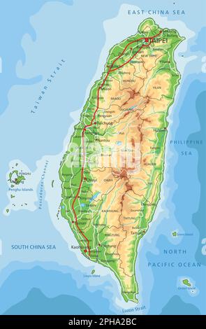 Highly detailed Taiwan physical map Stock Vector Image & Art - Alamy