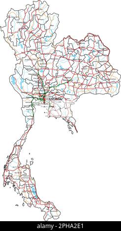 administrative vector map of the kingdom of thailand with flag Stock ...