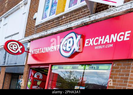 CEX Entertainment exchange shop, outside, exterior, facade, front ...