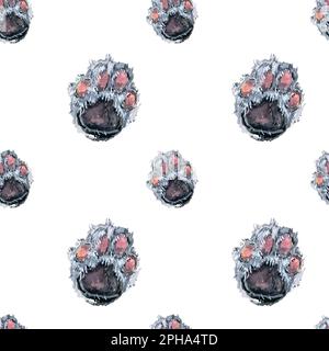 Watercolor seamless pattern with cute cats on a white background Stock ...