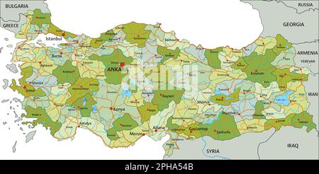 Turkey - Highly detailed editable political map with labeling Stock ...