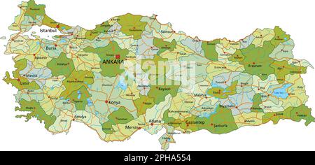 Turkey - Highly detailed editable political map with labeling Stock ...