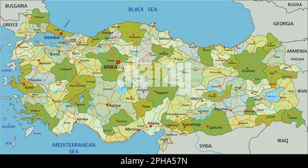 Turkey - Highly detailed editable political map with labeling Stock ...