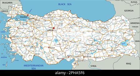High detailed Turkey road map with labeling Stock Vector Image & Art ...