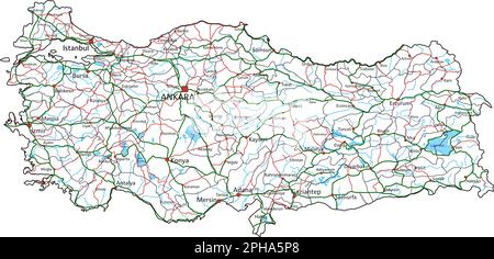 High detailed Turkey road map with labeling Stock Vector Image & Art - Alamy