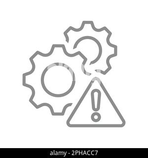 Gear and warning exclamation mark or point sing. System breach, danger ...