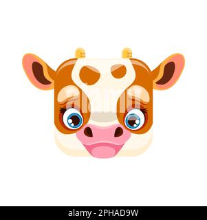 Cute kawaii cow animal character emoticon Vector illustration Stock ...