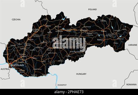 High detailed Slovakia road map with labeling Stock Vector Image & Art - Alamy