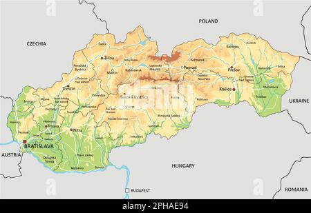 Highly detailed Slovakia physical map with labeling Stock Vector Image & Art - Alamy