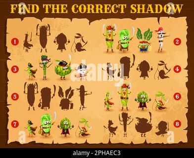 Pirate shadow matching activity. Treasure island hunt puzzle with cute ...