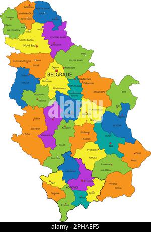Colorful Serbia political map with clearly labeled, separated layers ...
