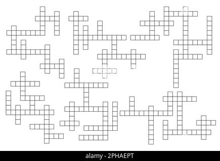 Crossword game grid templates, word guess quiz layout, vector empty ...