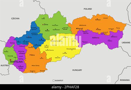 Colorful Slovakia political map with clearly labeled, separated layers ...