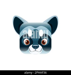 Raccoon cartoon kawaii square face or animal emoji, vector emoticon ...