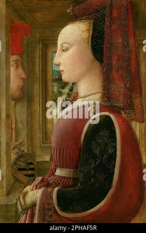 Fra Filippo Lippi painting; "Profile portrait of a Young Woman", c.1445 ...
