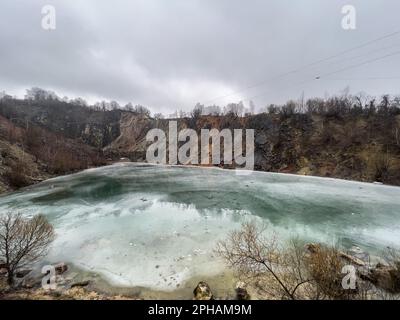 Frozen lake Benatina in Slovakia Stock Photo - Alamy