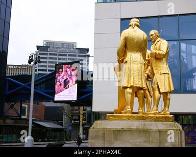 Visiting Birmingham UK,The Golden Boys statue Stock Photo - Alamy