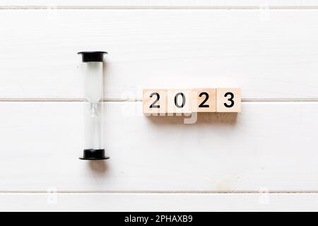 New Year 2023 sand timer. Resolution, time, plan, goal, motivation ...