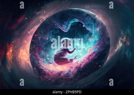 magic dream child embryo floating in a cosmic womb Generative AI Stock ...