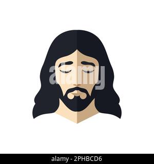 face of Jesus Christ, flat design isolated. Vector illustration. Vector ...