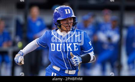 Duke's Kelly Torres (3) runs to first base during an NCAA softball game ...