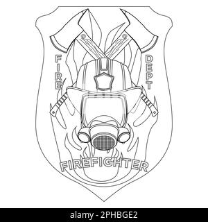 Firefighter Badge coloring page. Firefighter axes and hydrant on shield ...