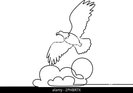 One line eagle design silhouette. Hand drawn minimalism style vector illustration Stock Vector ...