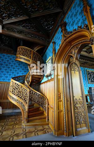 decorative spiral staircase, Lednice Palace, Lednice, Břeclav District ...
