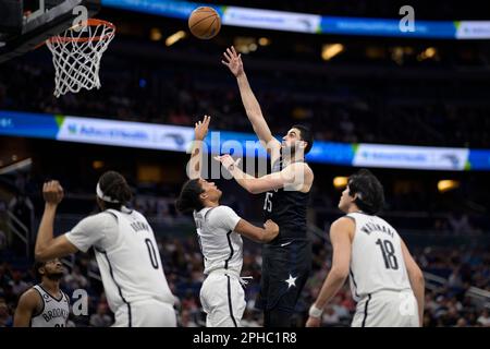 Orlando Magic center Goga Bitadze dunks during warmups before an NBA ...