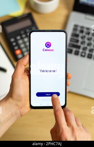 Kyiv, Ukraine - Mar. 20th, 2023: Canva logo on the screen of a mobile ...