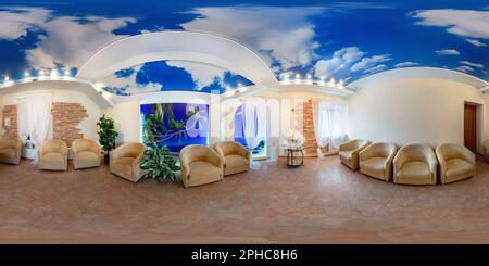 360° view of 360 panorama in stylish guest hall or restroom in hotel ...