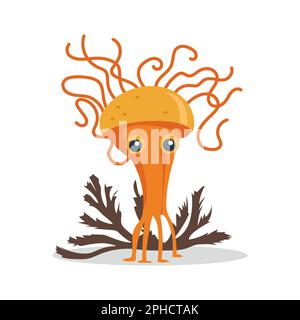 Cute mushroom. Cartoon fungus cordyceps. Mushroom spread concept ...