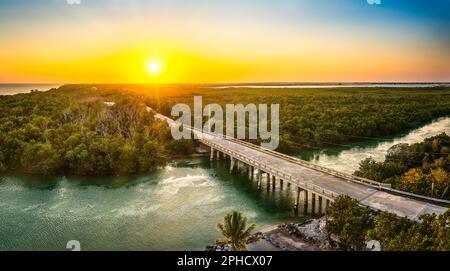 Aerial sunset of the Saddlebunch Key, in Florida Stock Photo - Alamy