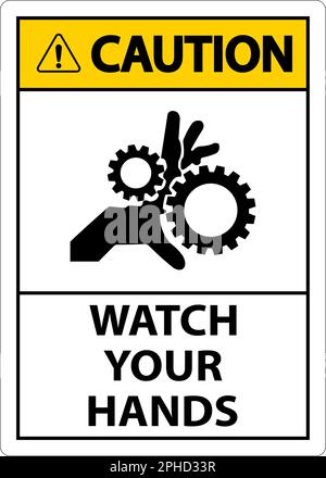 Caution Sign Watch Your Hands And Fingers Stock Vector Image & Art - Alamy