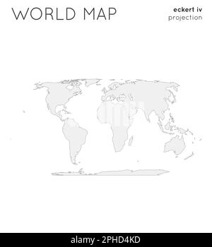 Map of The World. Eckert IV projection. Globe with latitude and ...