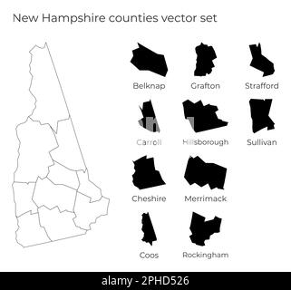 New Hampshire State Counties Map Stock Vector Image & Art - Alamy