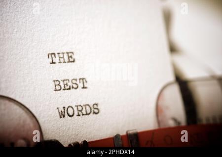 The best words text written with a typewriter Stock Photo - Alamy
