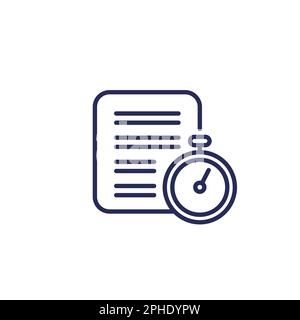 timesheet icon, document and stopwatch line design Stock Vector Image ...