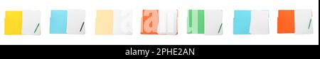 Set of different files with documents on white background, top view ...