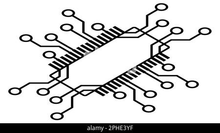 Silhouette of simple isometric schematic chip or component for ...