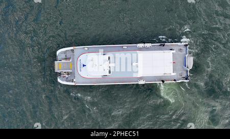 full aerial view of steamer moving on sea. High quality photo Stock ...