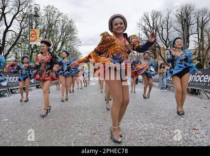 Mid-Lent parade, traditional street party with allegorical floats and ...