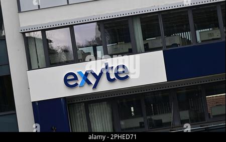 Stuttgart, Germany. 20th Mar, 2023. The logo of the Exyte company on an ...